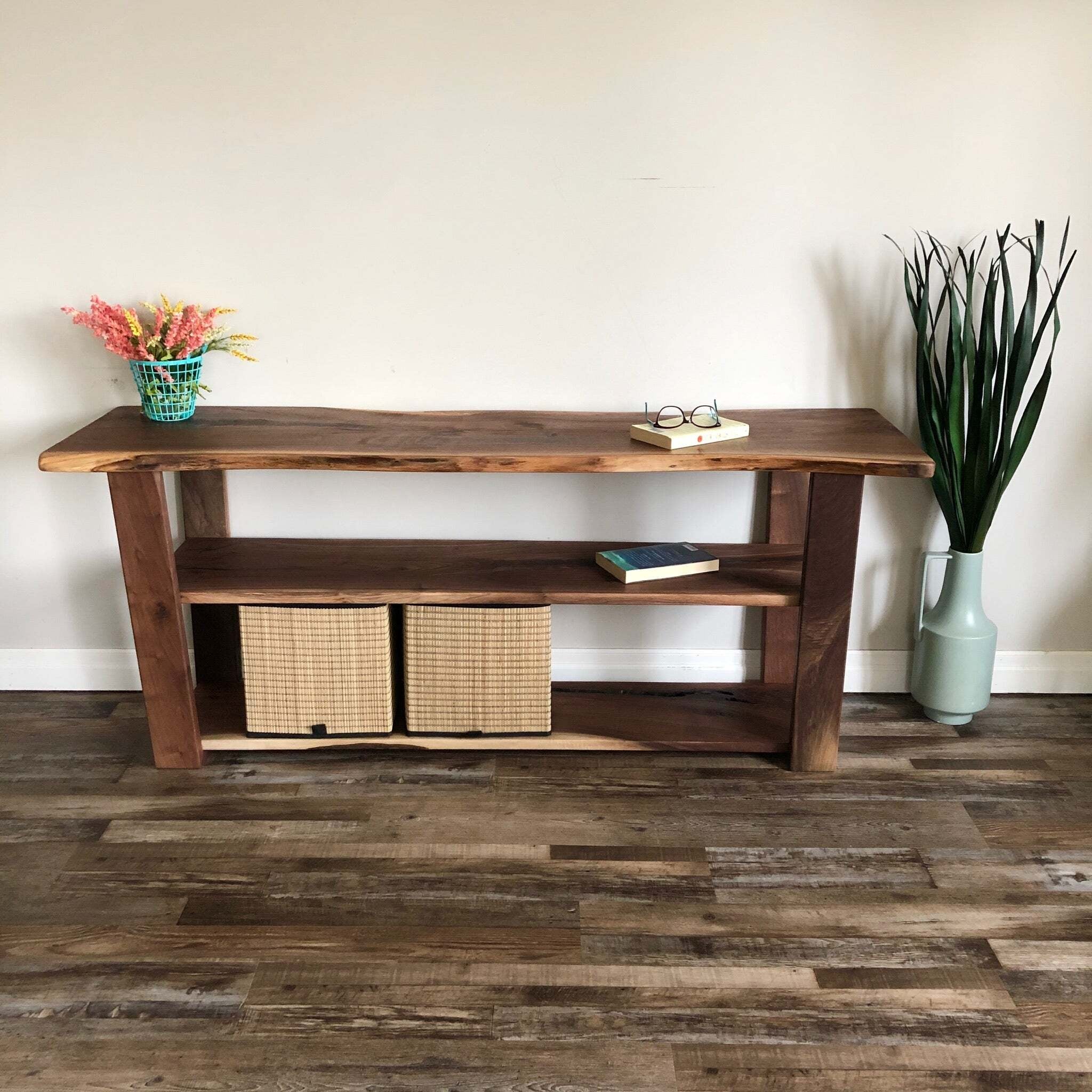 Solid Wood Media Console Table | Beehive Recess